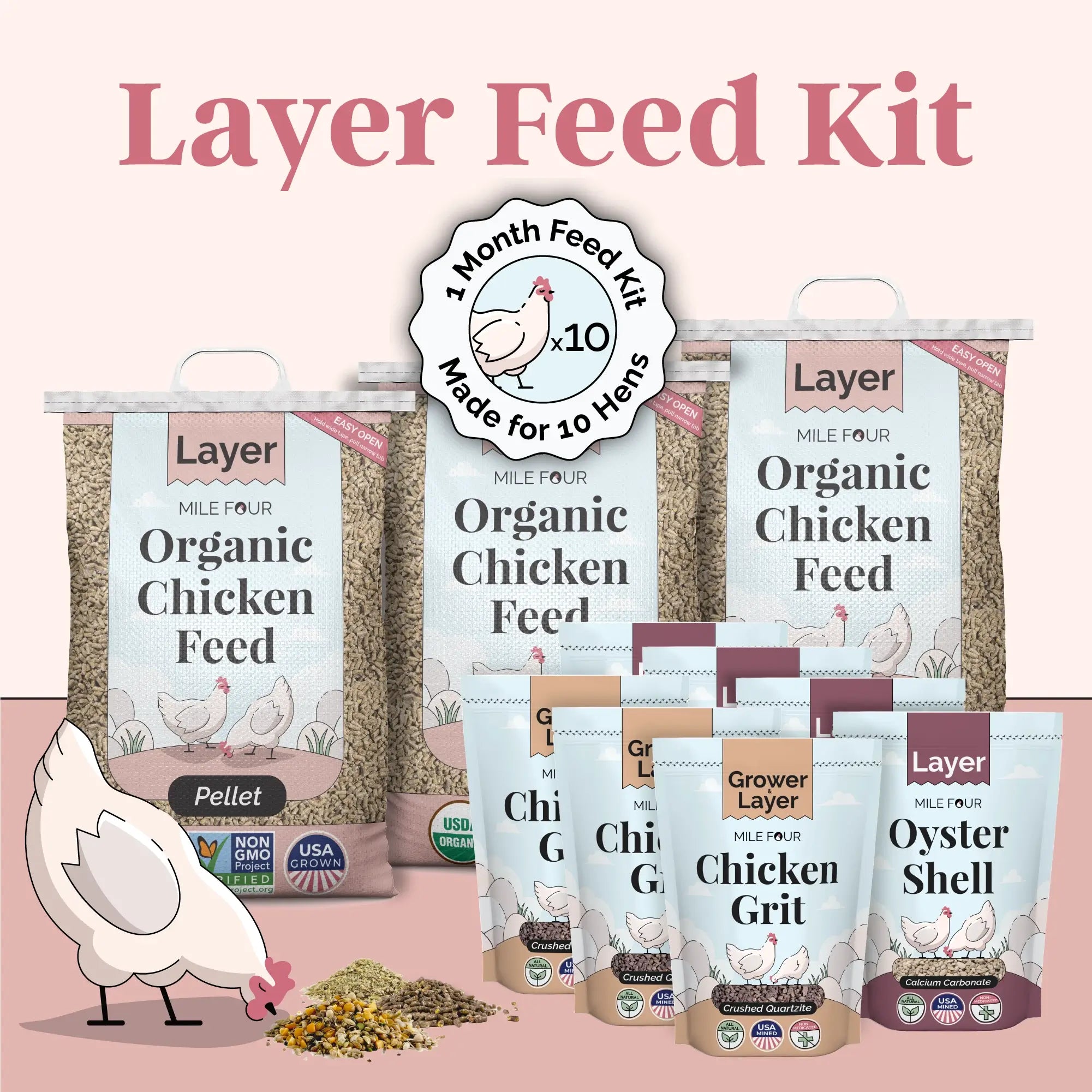 Layer Feed Kit | 1 Month of Organic Feed, Grit & Oyster Shell for 10 L ...